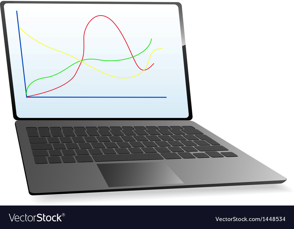 Modern laptop with the chart on screen Royalty Free Vector
