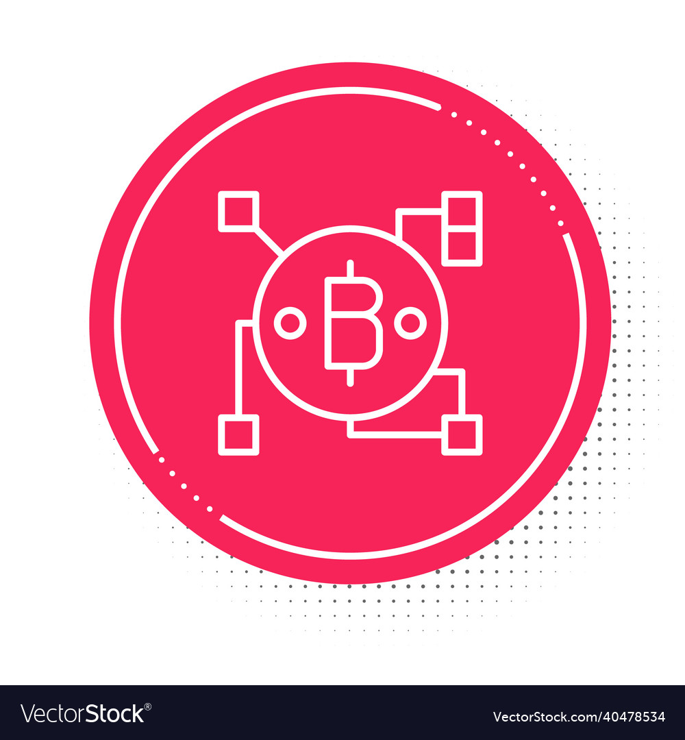 White line blockchain technology bitcoin icon Vector Image