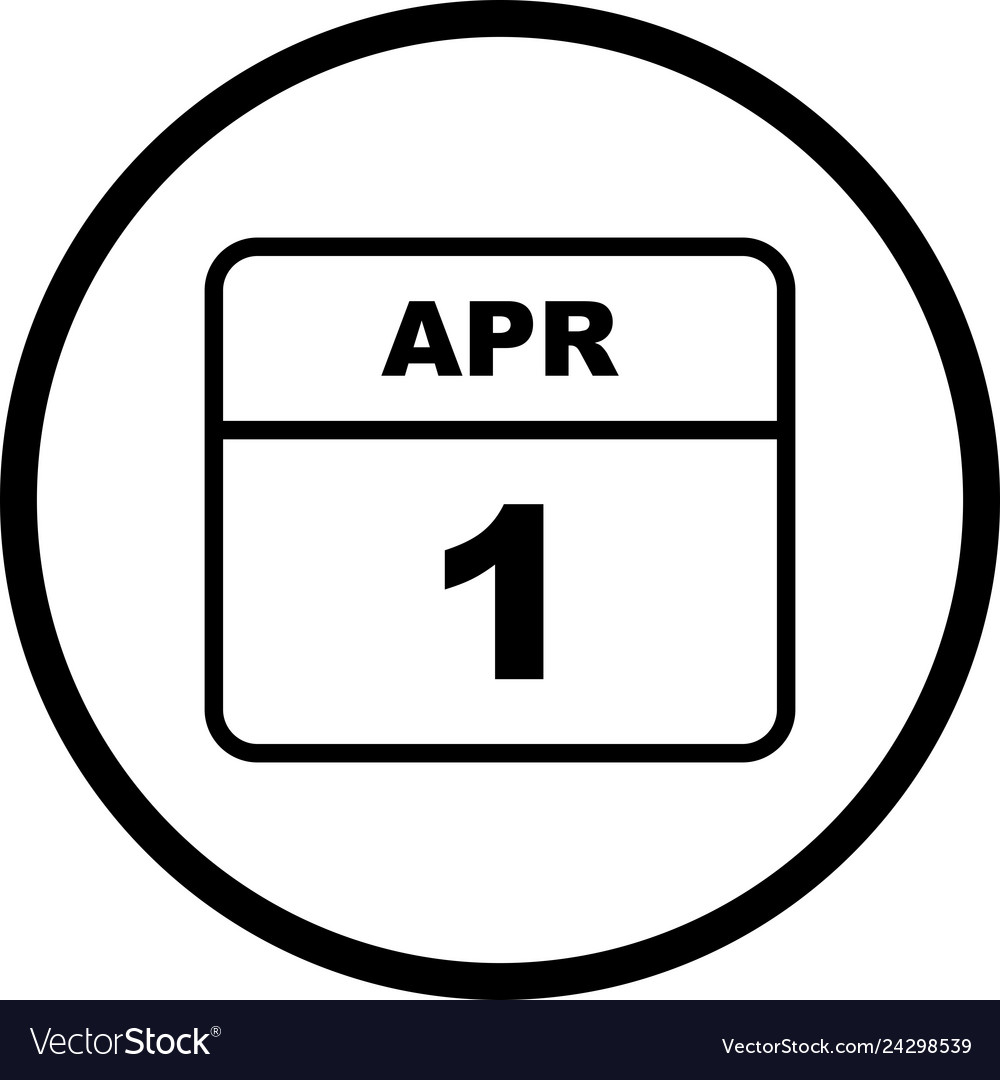 April 1st date on a single day calendar Royalty Free Vector