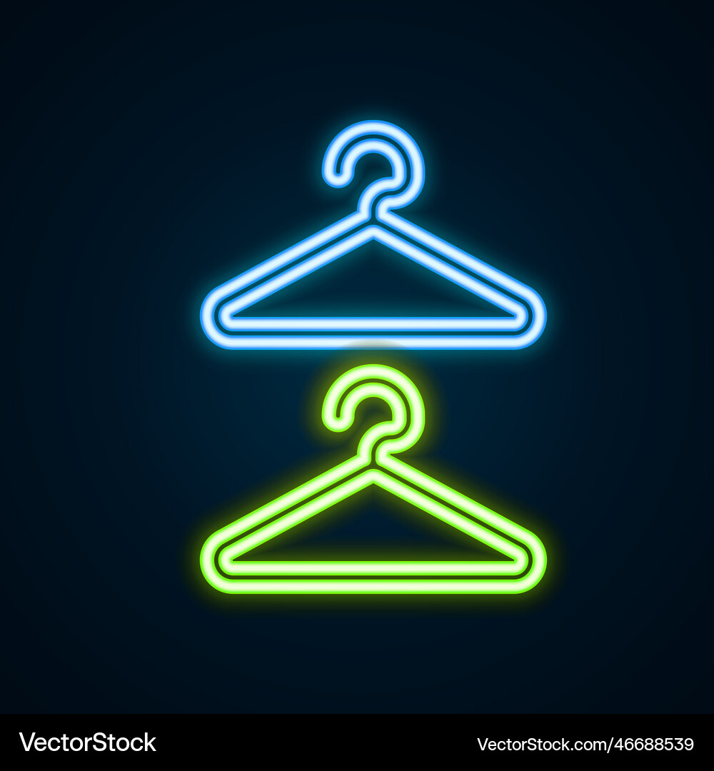 Glowing neon line hanger wardrobe icon isolated Vector Image