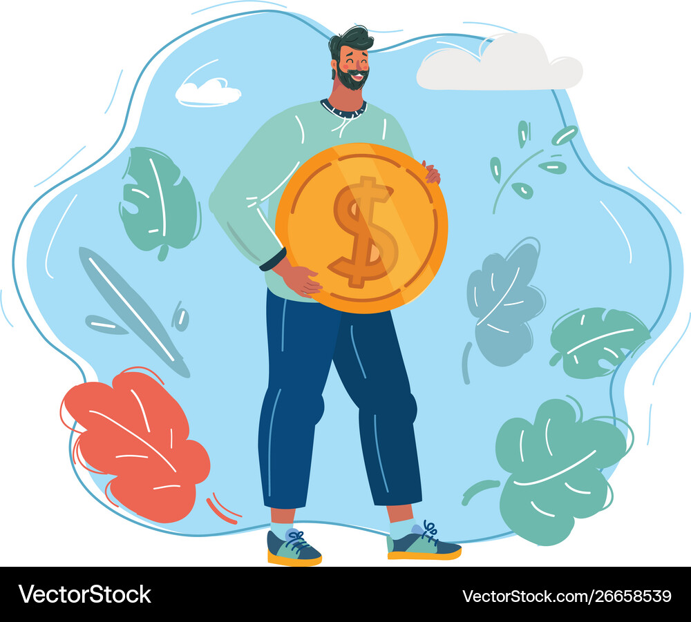 Happy Man with Money Royalty Free Vector Image