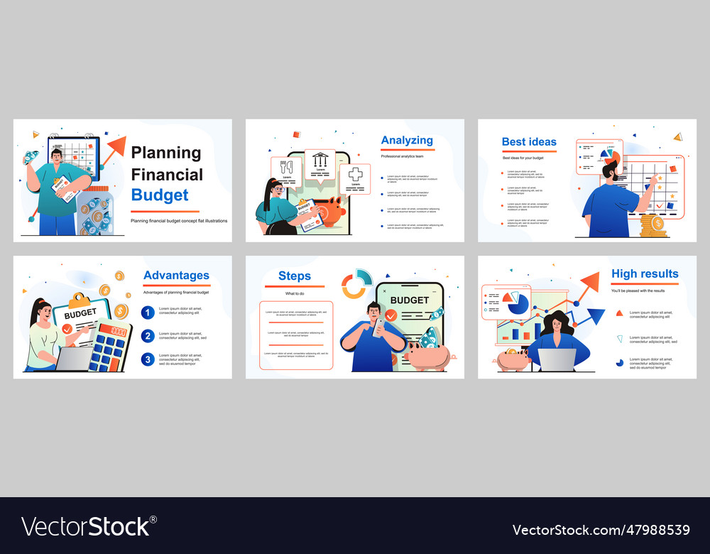 Planning financial budget concept Royalty Free Vector Image Planning financial budget concept Royalty Free Vector Image