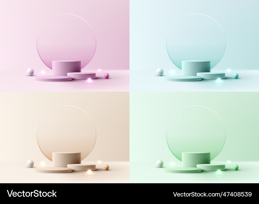 Set of 3d realistic empty studio room group Vector Image