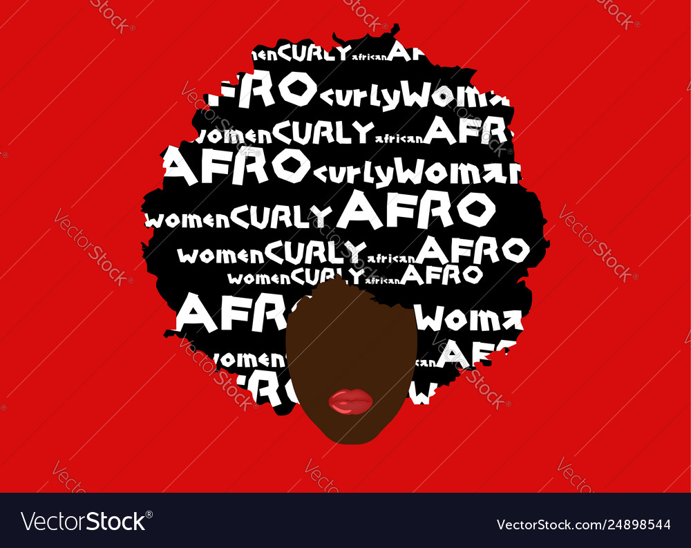 Curly Afro Hair Portrait African Woman Dark Skin Vector Image