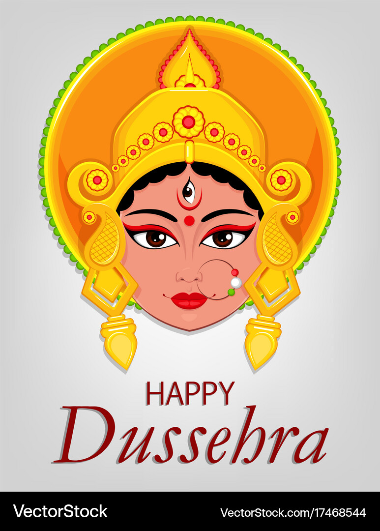 Happy dussehra greeting card maa durga face Vector Image