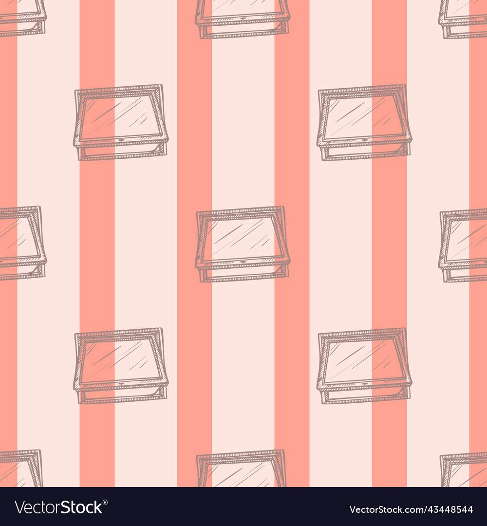 Opened window lean forward seamless pattern retro Vector Image