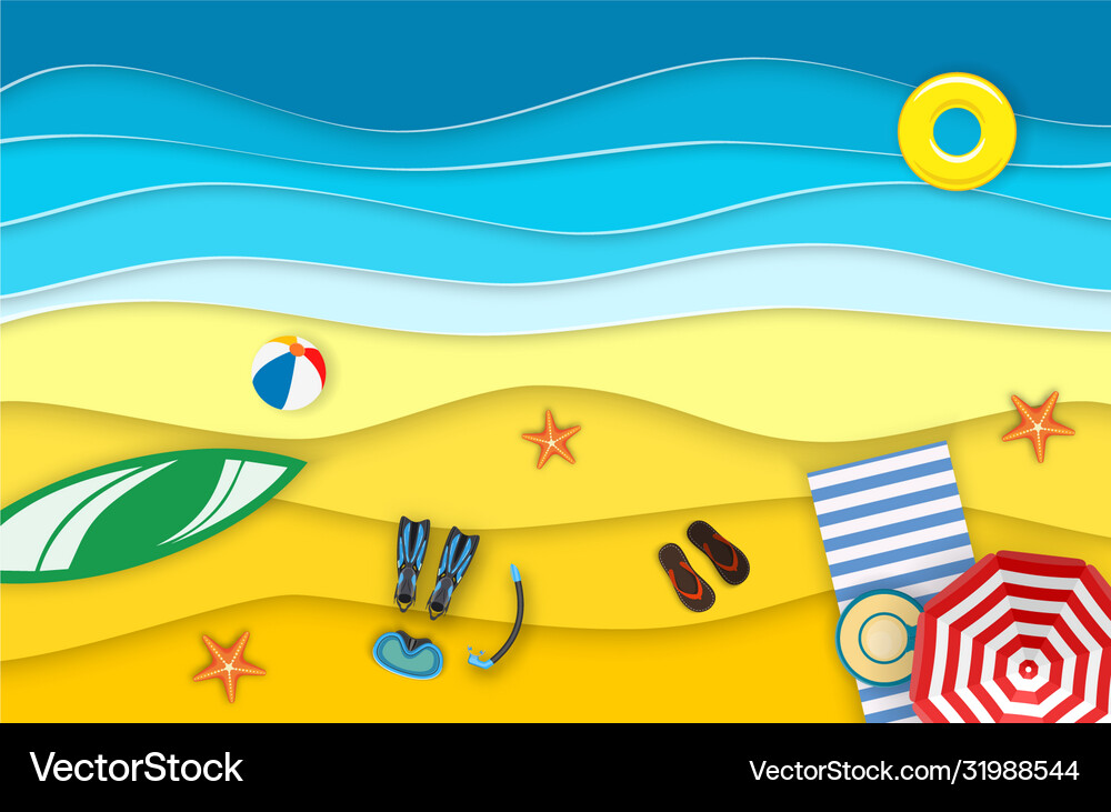 Sea landscape with beach Royalty Free Vector Image
