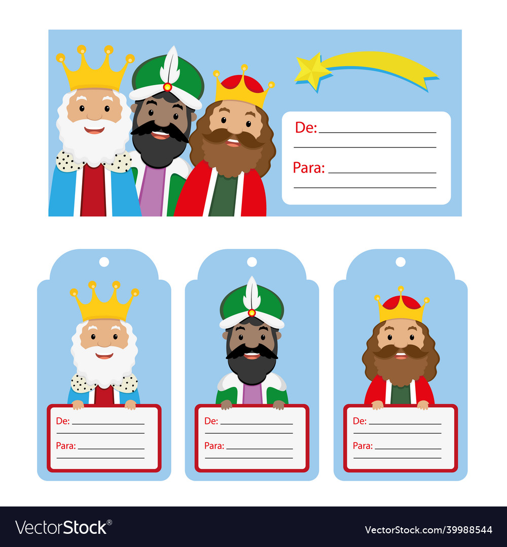 Three wise men labels Royalty Free Vector Image
