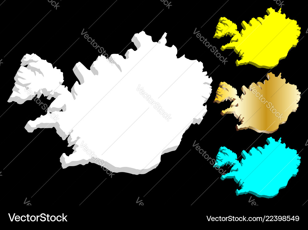 3d map of iceland Royalty Free Vector Image - VectorStock