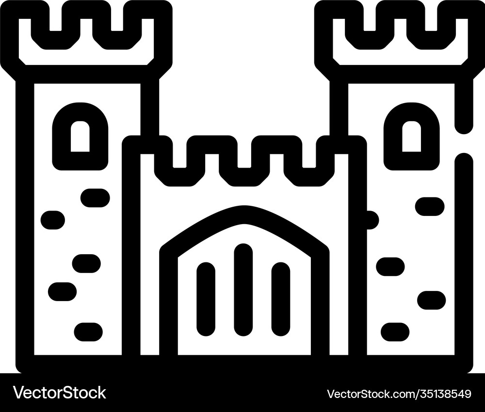 Castle medieval building line icon Royalty Free Vector Image