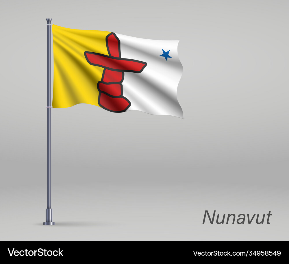 Waving flag nunavut - province canada Royalty Free Vector