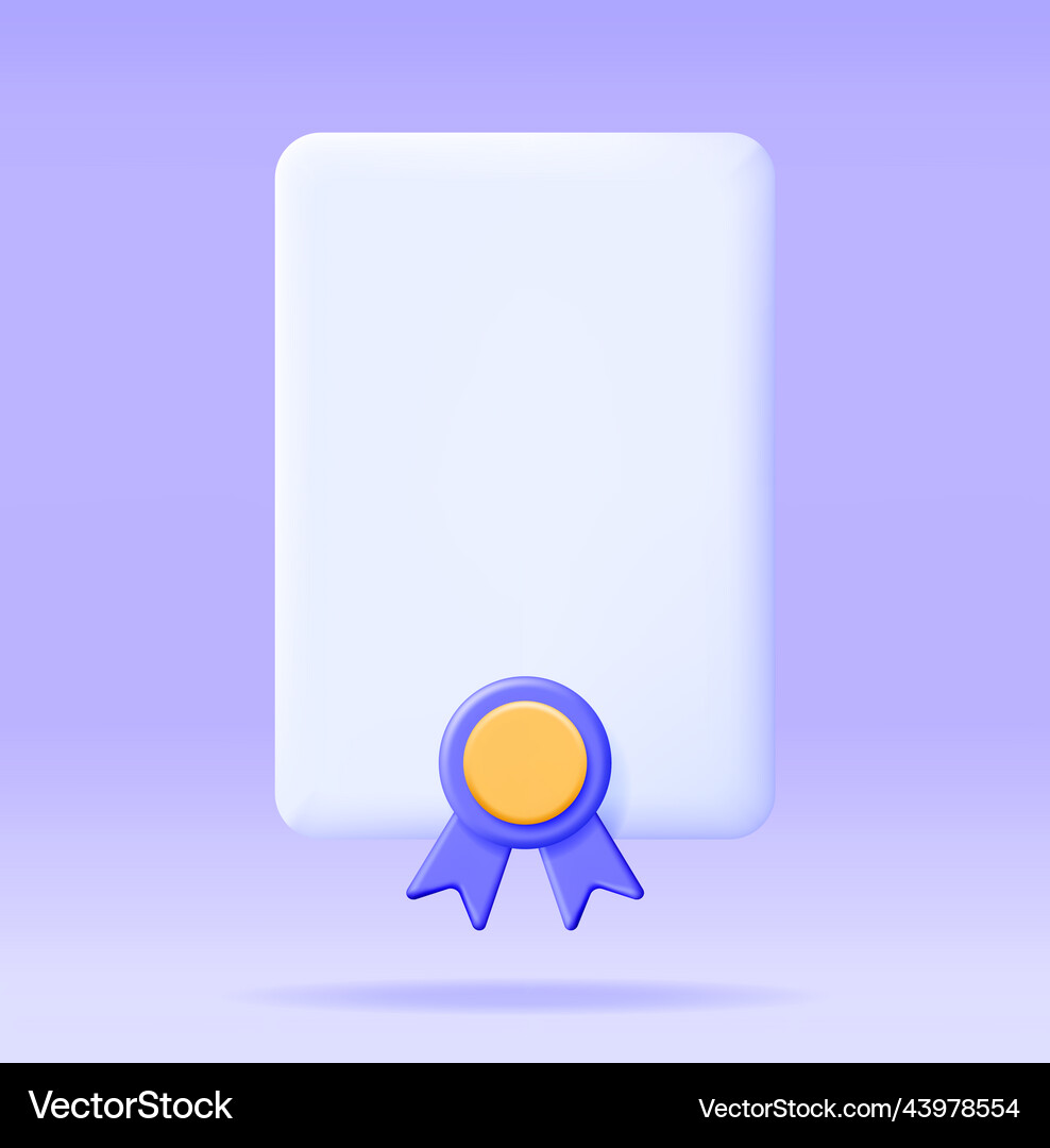 3d certificate icon with stamp and ribbon Vector Image