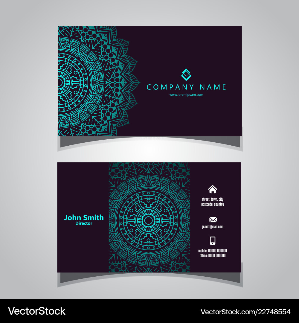 Business card with elegant mandala design Vector Image