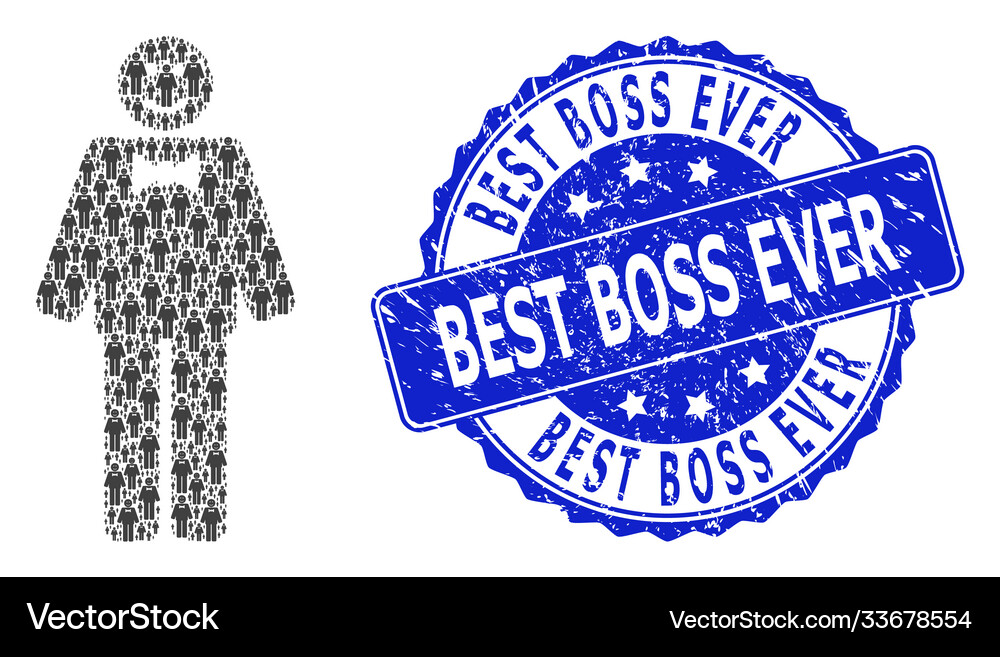Distress best boss ever round watermark Royalty Free Vector