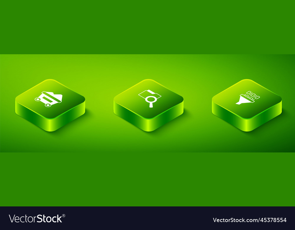 Set isometric search with folder binary code Vector Image