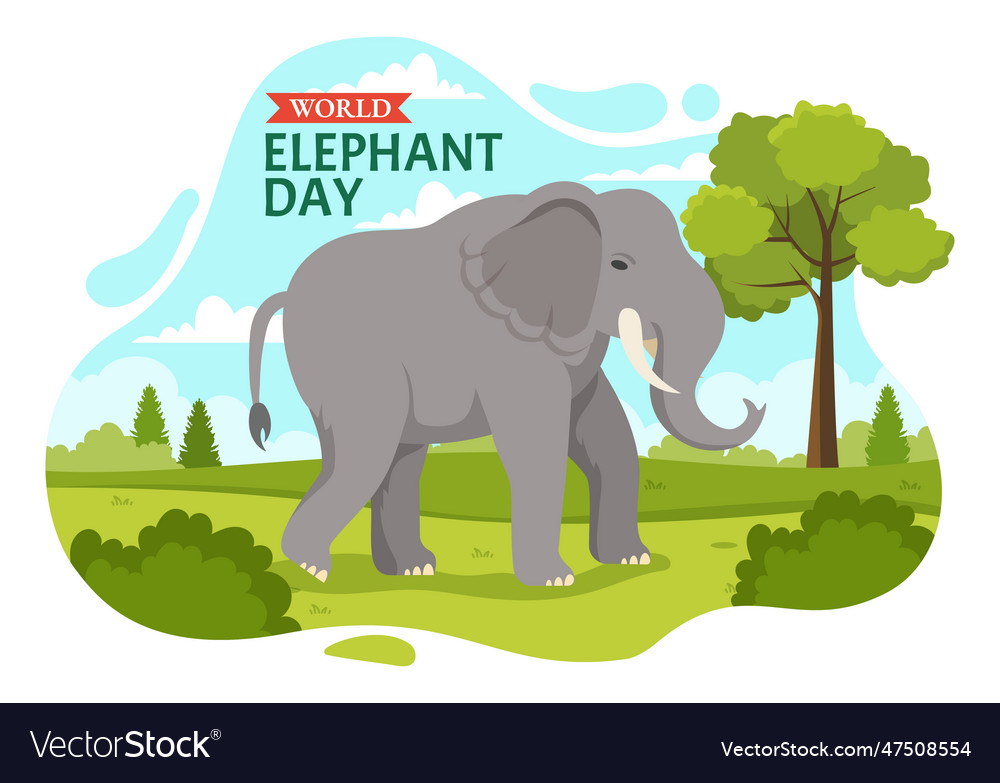 World elephant day on 12 august with elephants Vector Image