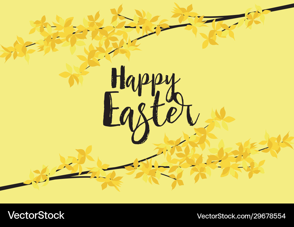 Yellow flowers card happy easter Royalty Free Vector Image
