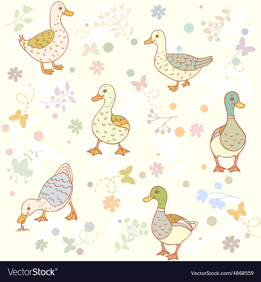 Ducks seamless pattern Royalty Free Vector Image