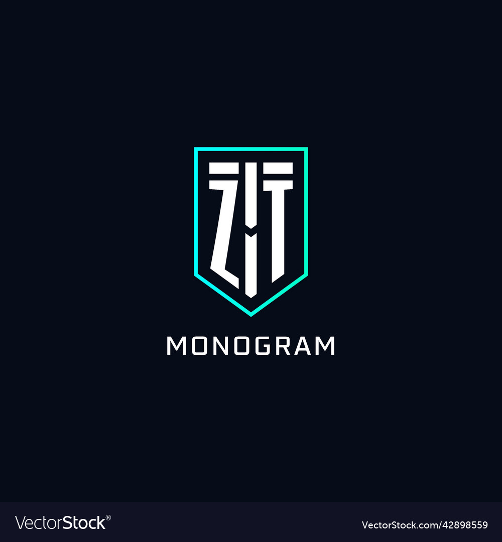 Monogram zt logo shield shape geometric style Vector Image Monogram zt logo shield shape geometric style Vector Image