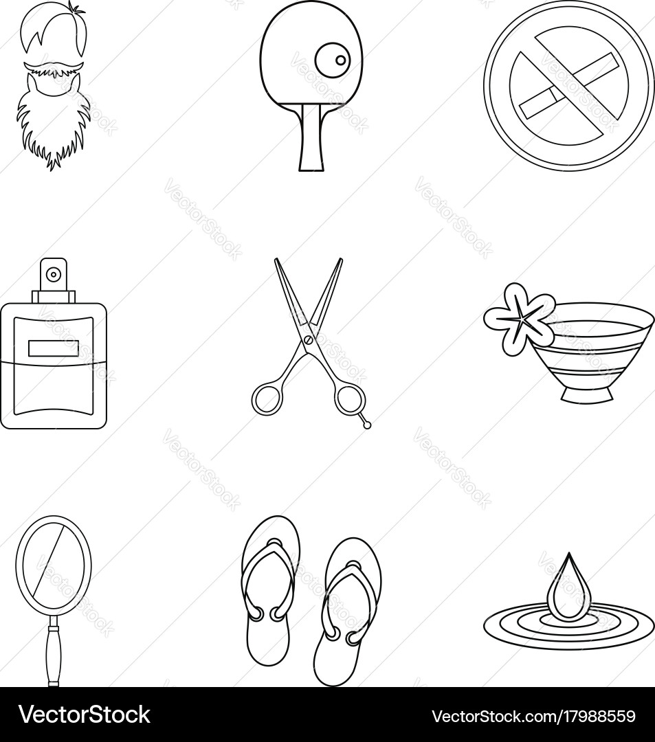 Rubber icons set outline style Royalty Free Vector Image