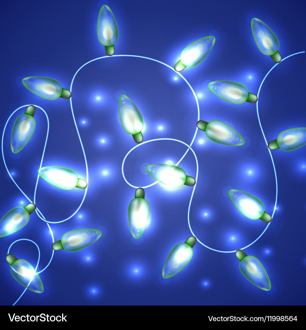 Blue glowing christmas lights decor can be used Vector Image
