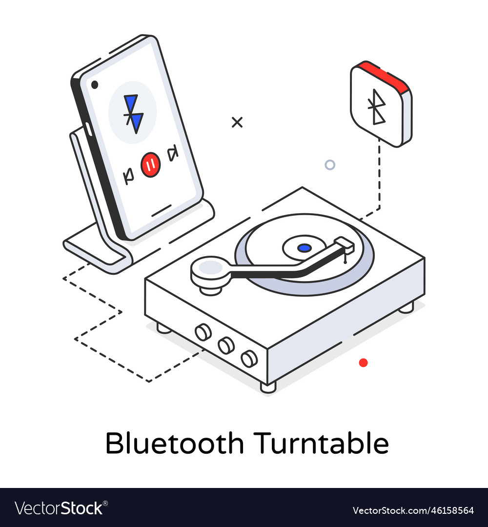 Bluetooth turntable Royalty Free Vector Image - VectorStock