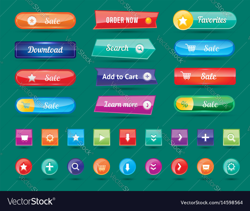 Colorful website buttons design Royalty Free Vector Image Colorful website buttons design Royalty Free Vector Image