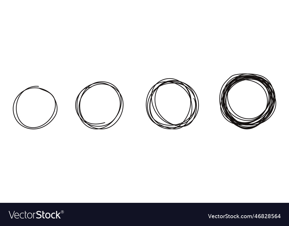 Hand drawn scribble circles set sketch line Vector Image