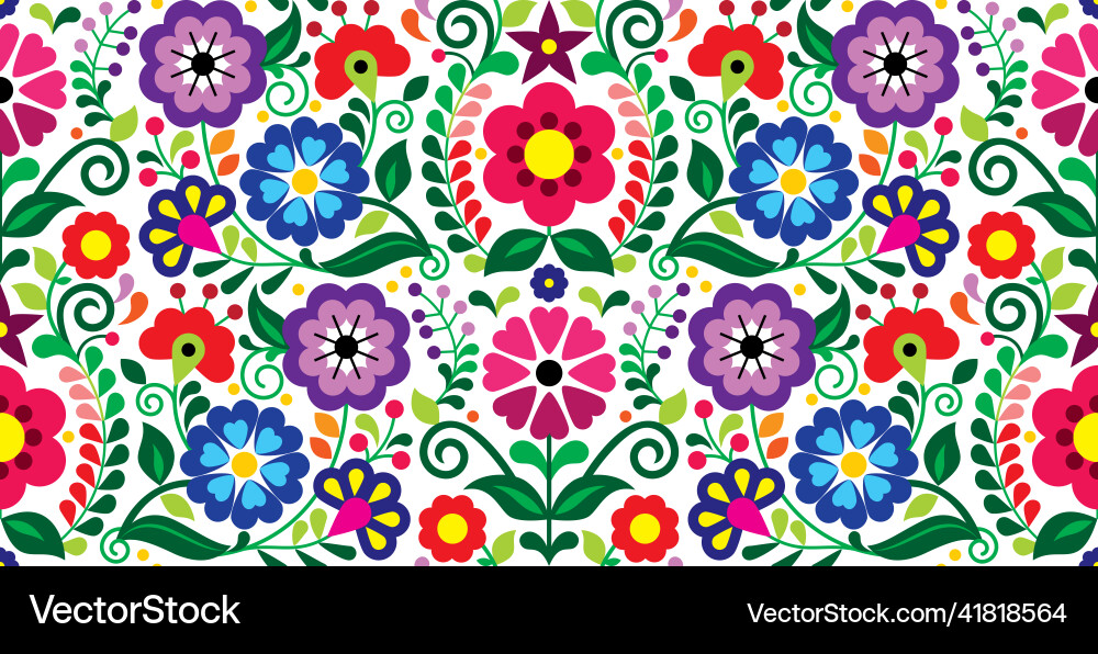 Mexican traditional floral seamless pattern Vector Image