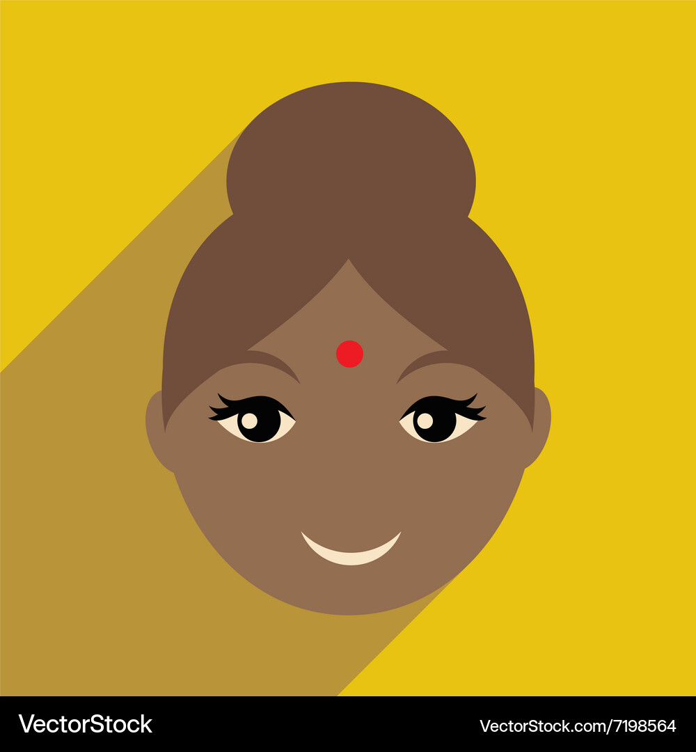 Modern flat icon with long shadow indian girl Vector Image