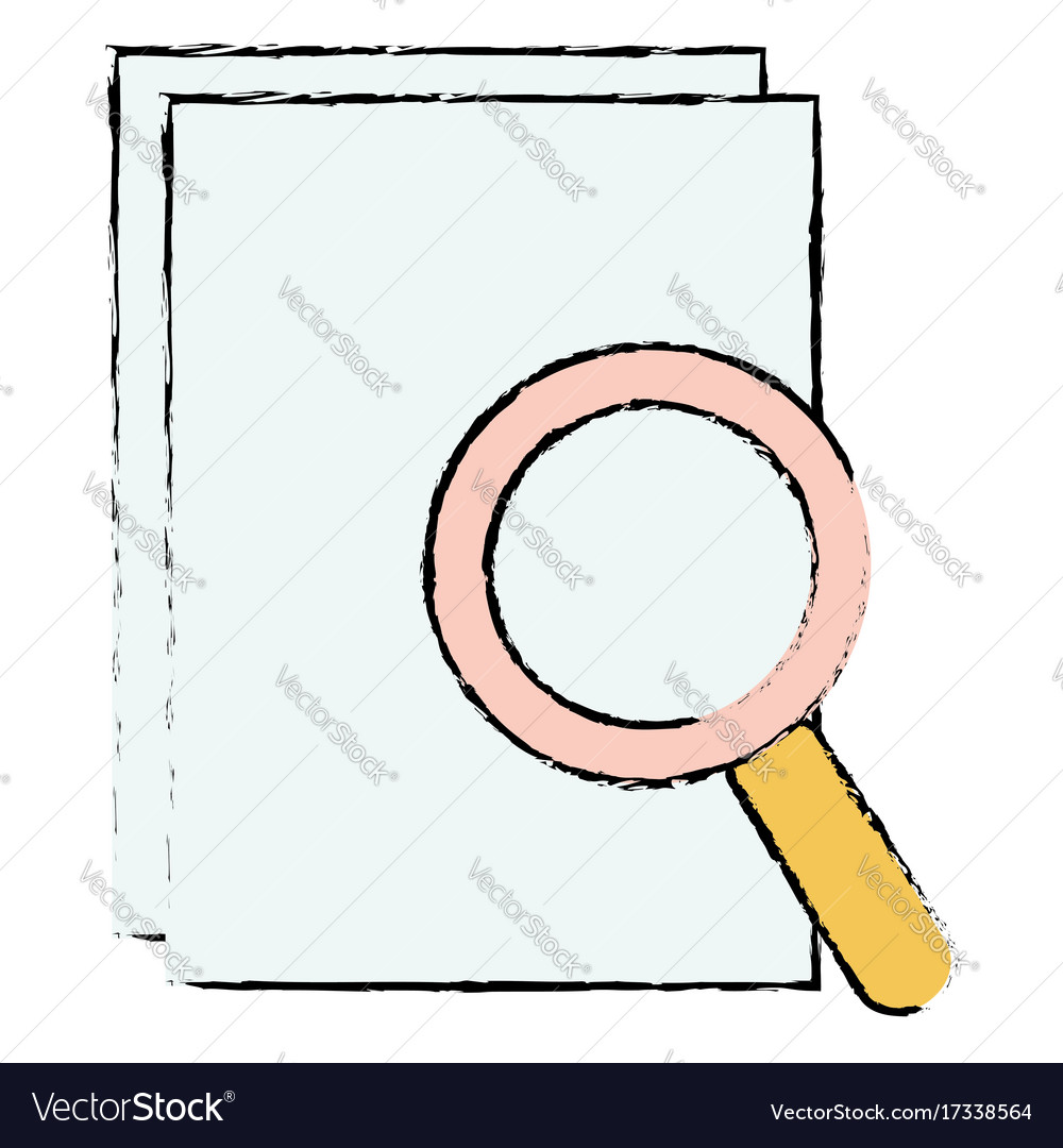 Paper document with magnifying glass Royalty Free Vector