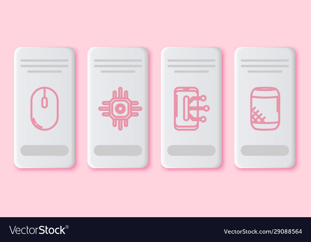 Set line computer mouse processor smartphone Vector Image