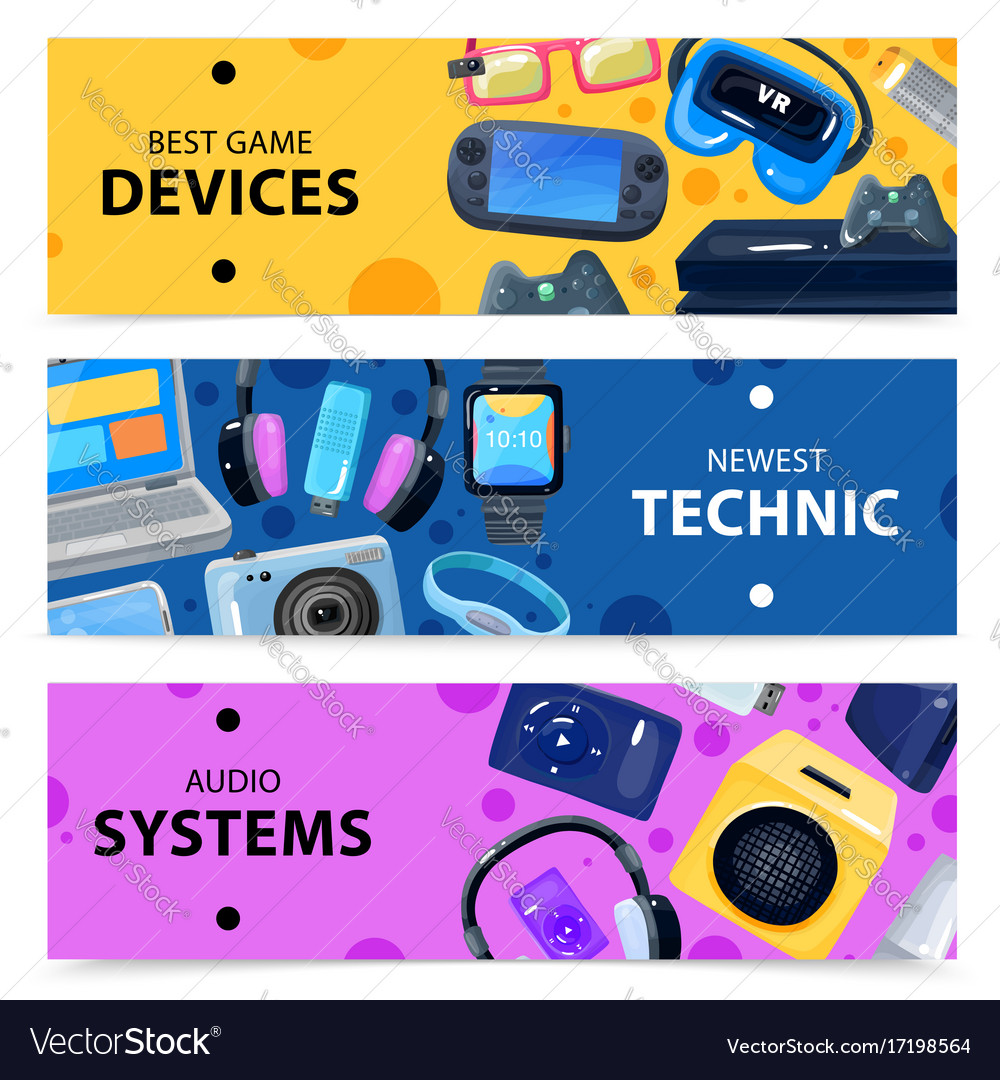 Smart technics banners set Royalty Free Vector Image Smart technics banners set Royalty Free Vector Image