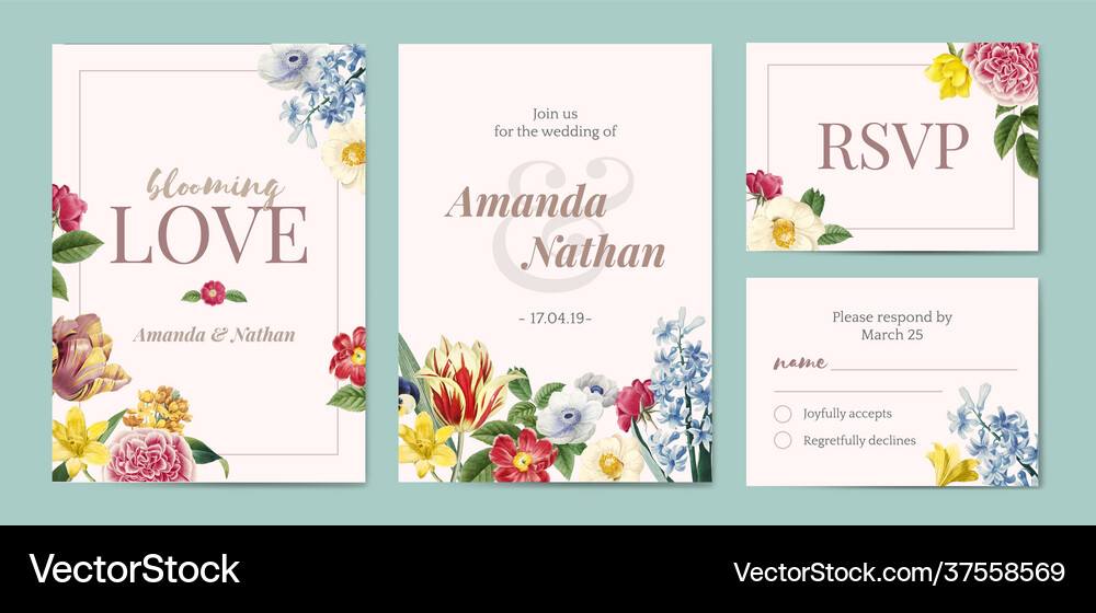 Floral styled invitation template Royalty Free Vector Image