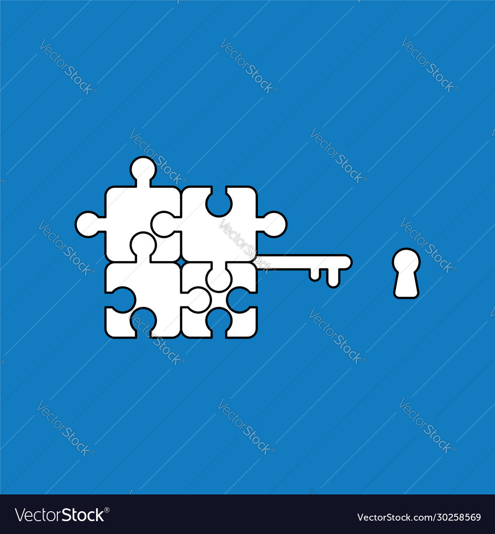 Icon concept four connected jigsaw puzzle Vector Image