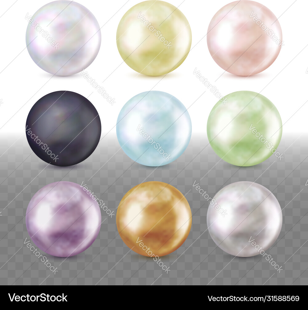 Realistic pearls different colors Royalty Free Vector Image