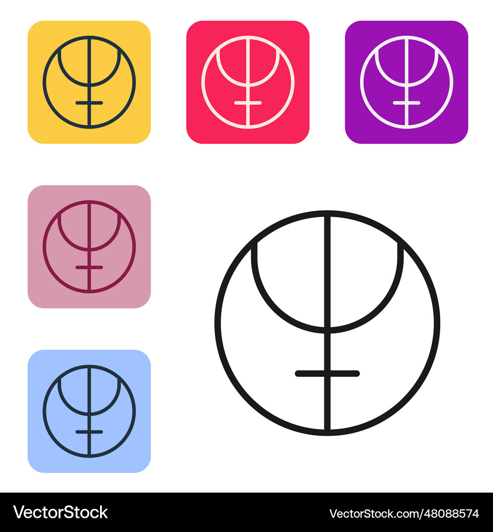 Black line neptune planet symbol icon isolated Vector Image