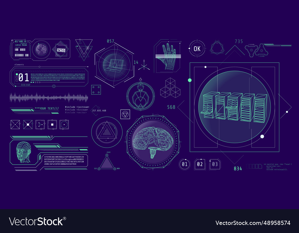 Hud interface design for decoding big data Vector Image