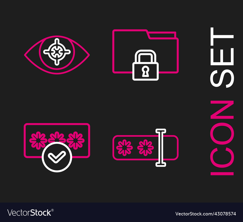 Set line password protection folder and lock Vector Image Set line password protection folder and lock Vector Image