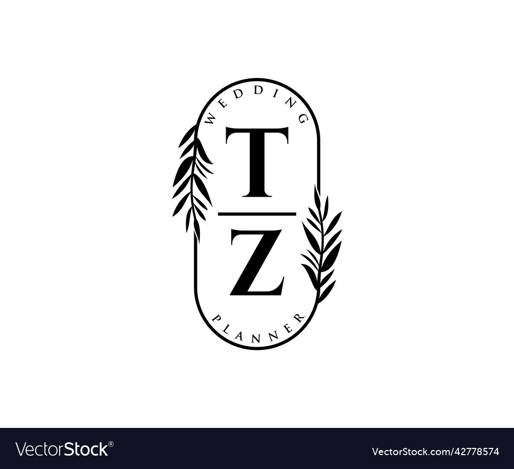 Tz initials letter wedding monogram logos Vector Image