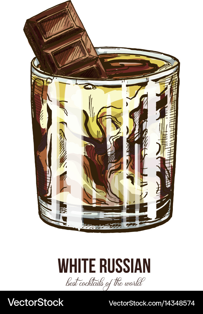 White russian cocktail Royalty Free Vector Image