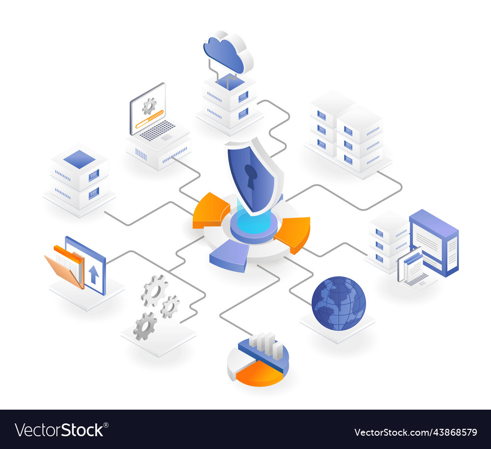 Cloud server and computer data security shield Vector Image