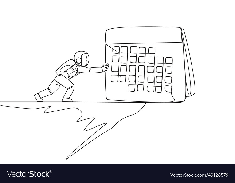 Single continuous line drawing astronaut pushes Vector Image Single continuous line drawing astronaut pushes Vector Image