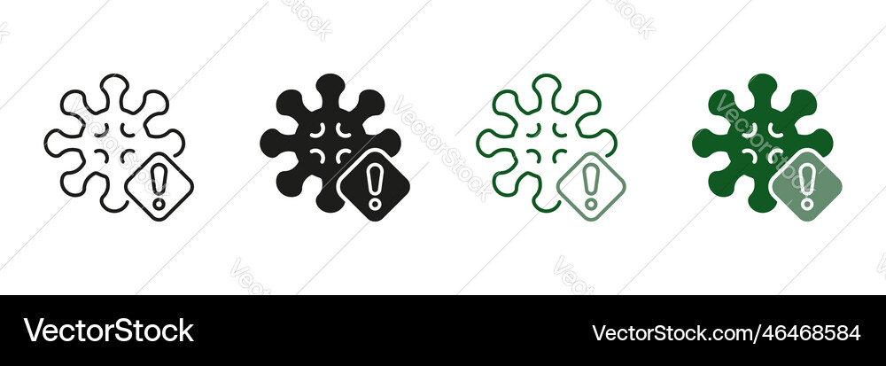 Bacteria and warning symbol collection infection Vector Image