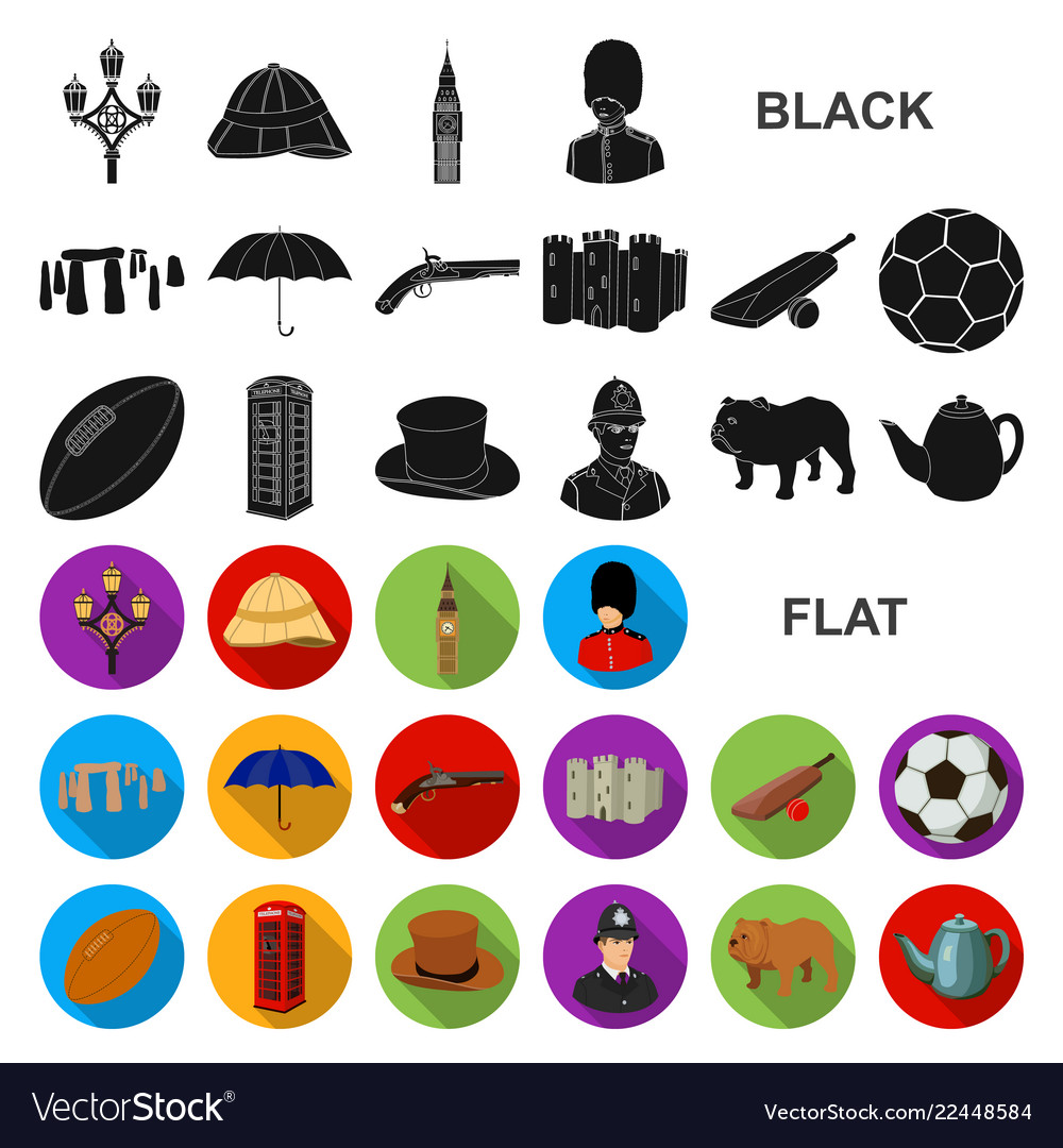 England country flat icons in set collection Vector Image