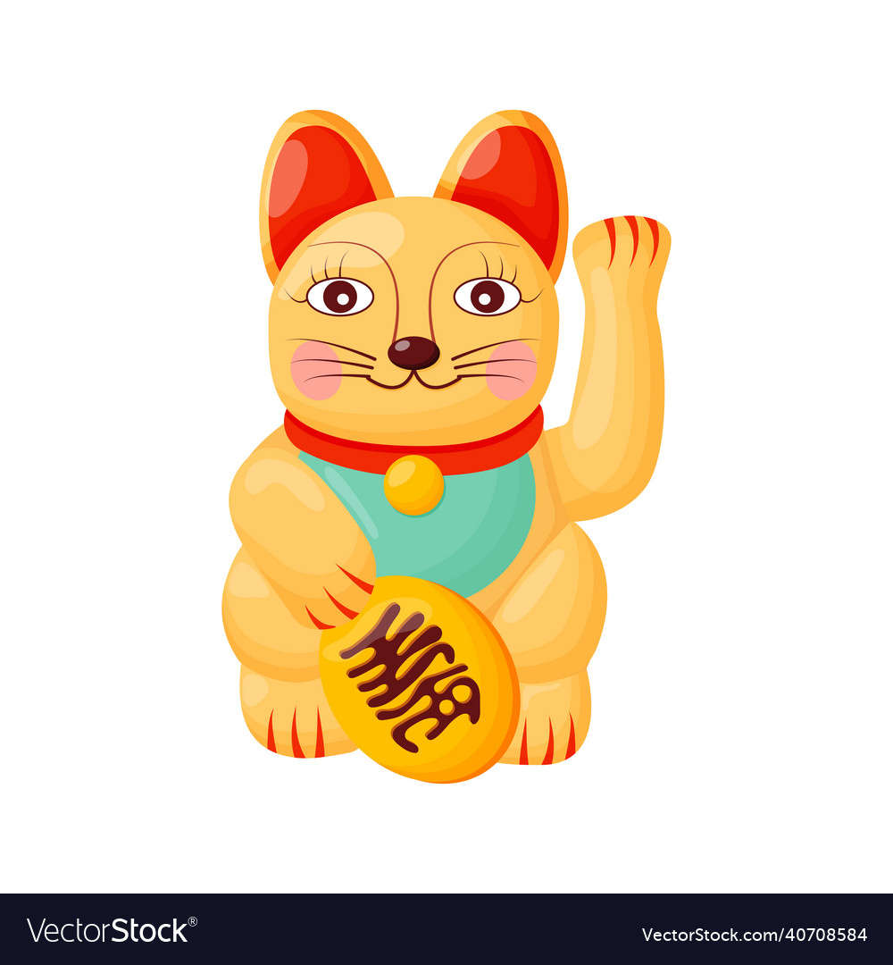 Maneki neko flat cartoon Royalty Free Vector Image