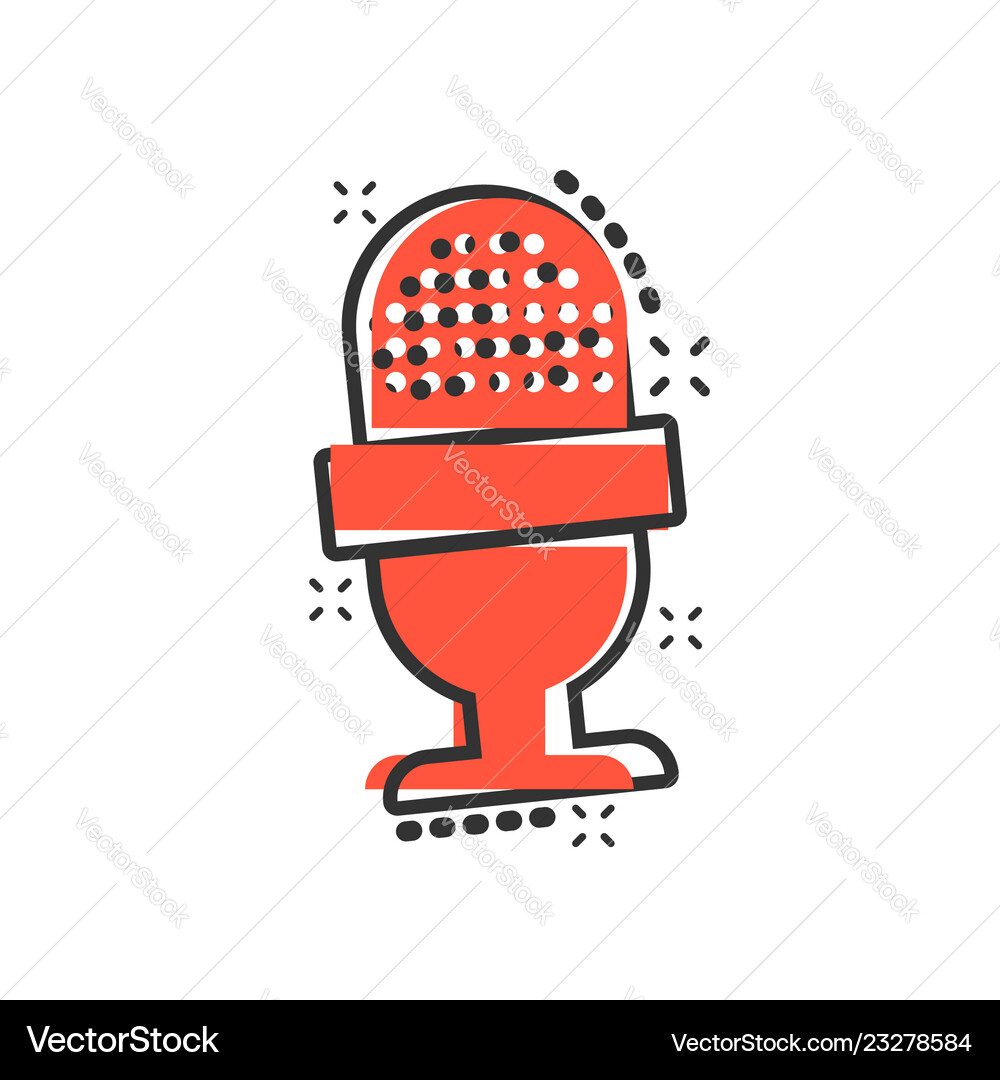 Microphone icon in comic style mic broadcast Vector Image