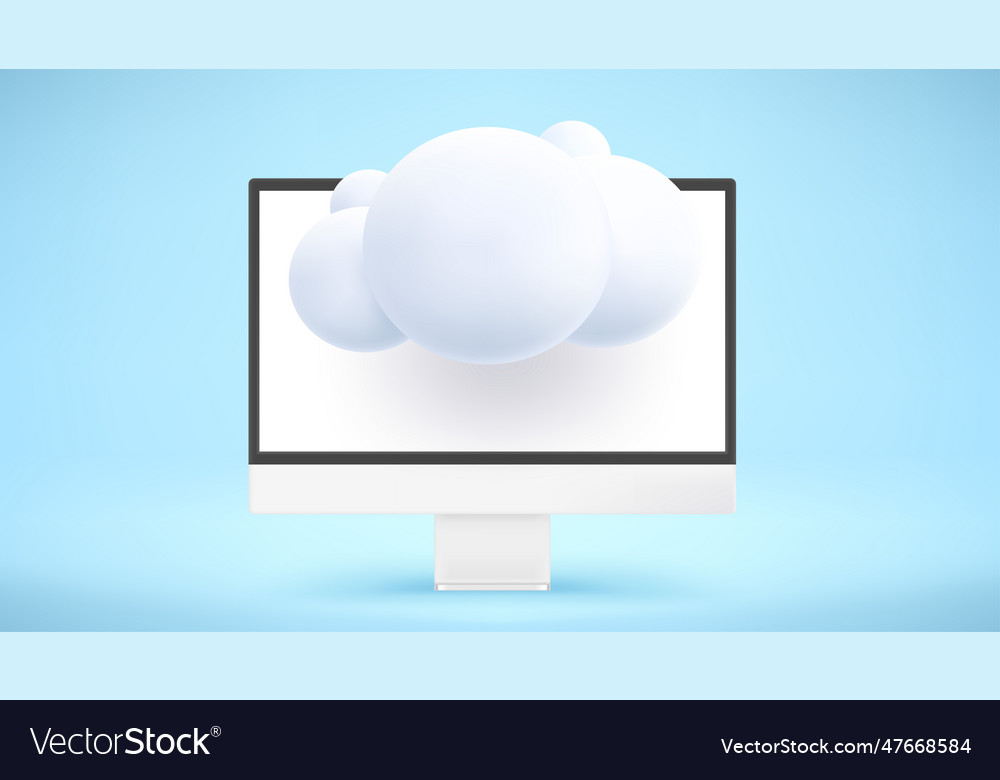 Modern computer with cloud technology Royalty Free Vector
