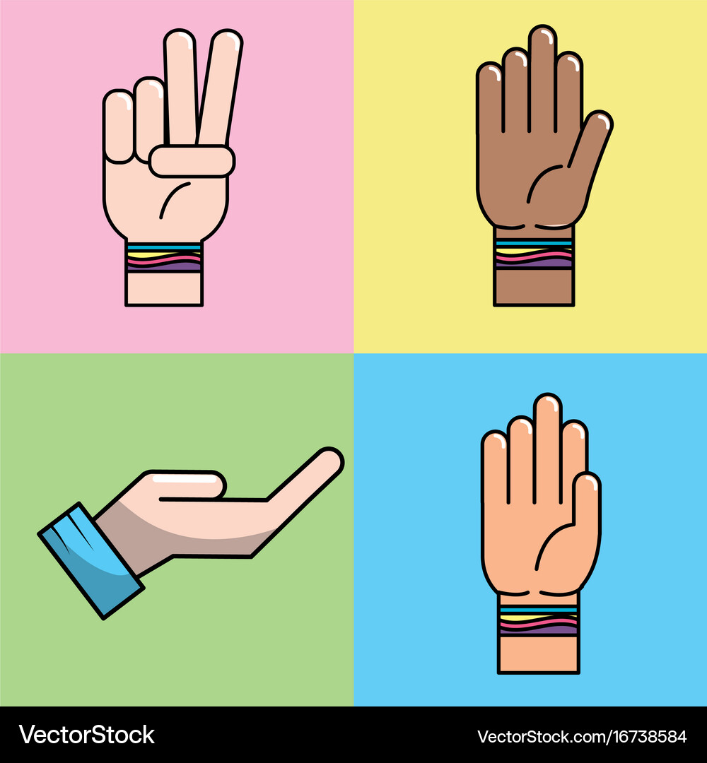 Set peace hand symbol to global harmony Royalty Free Vector