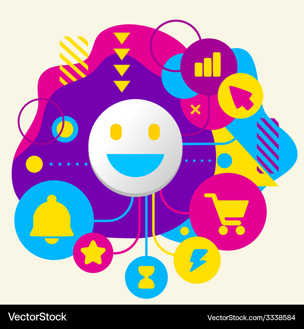 Smile on abstract colorful spotted background with